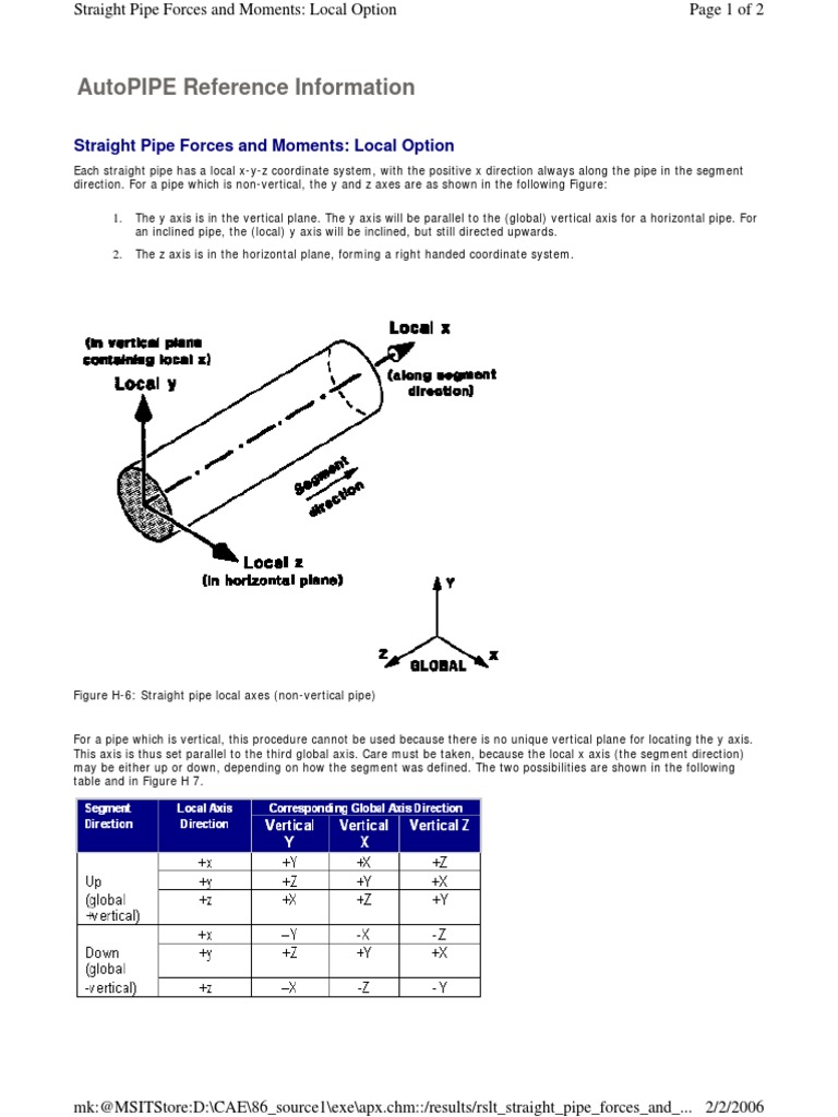 Autopipe Local Axis | PDF