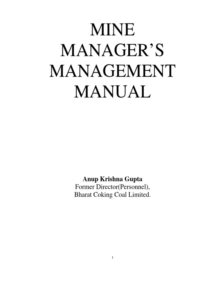 Mine Managers Manual | PDF | Coal Mining | Coal