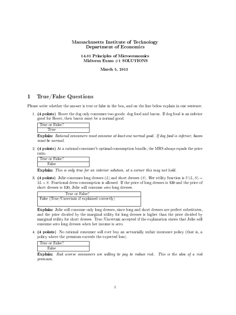 14.01 Spring2013 Exam1 Solutions | PDF | Economic Surplus | Demand
