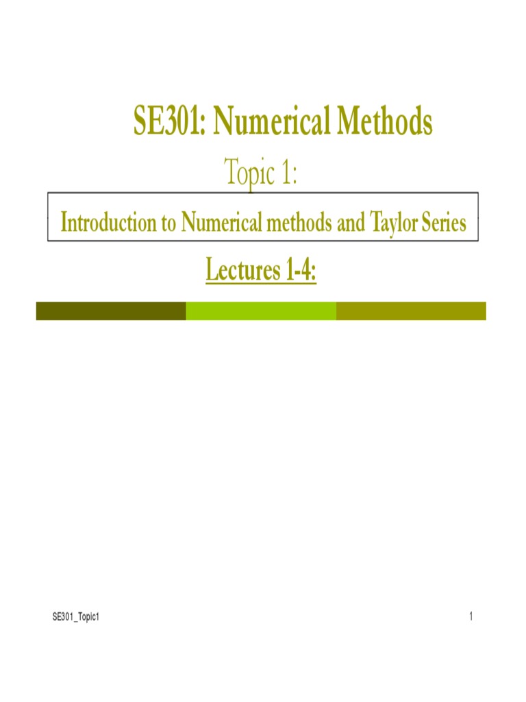 SE-301:Numerical Methods | PDF | Numerical Analysis | Series (Mathematics)