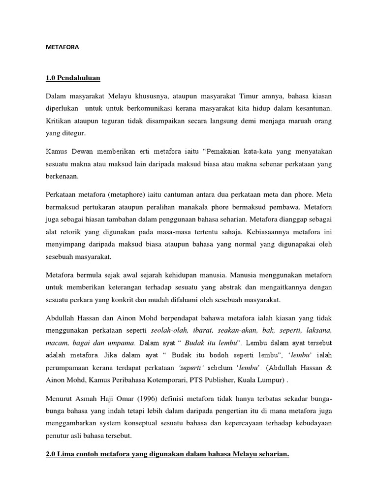 Maksud Dan Contoh Metafora