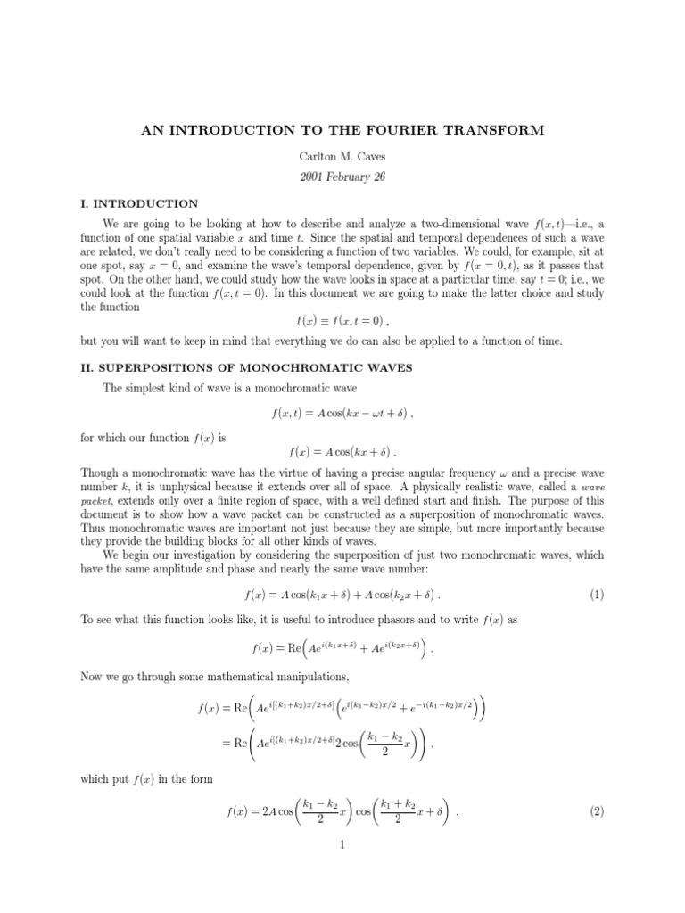 Fourier Transform | PDF | Waves | Fourier Transform