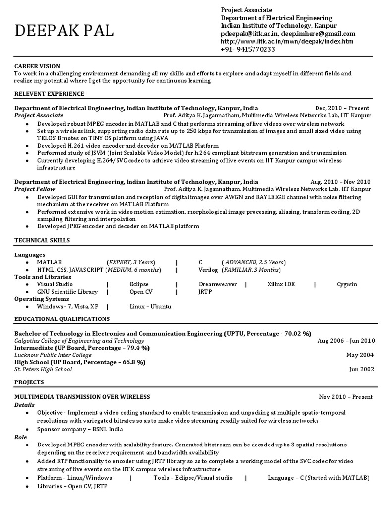 Deepak - CV RESUME Template - Files - DeepakPal | PDF