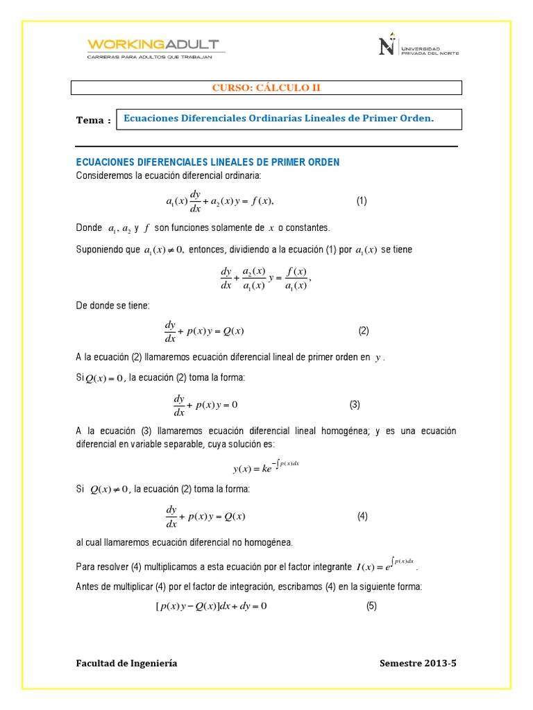 8-Ecuaciones Diferenciales de Primer Orden | PDF