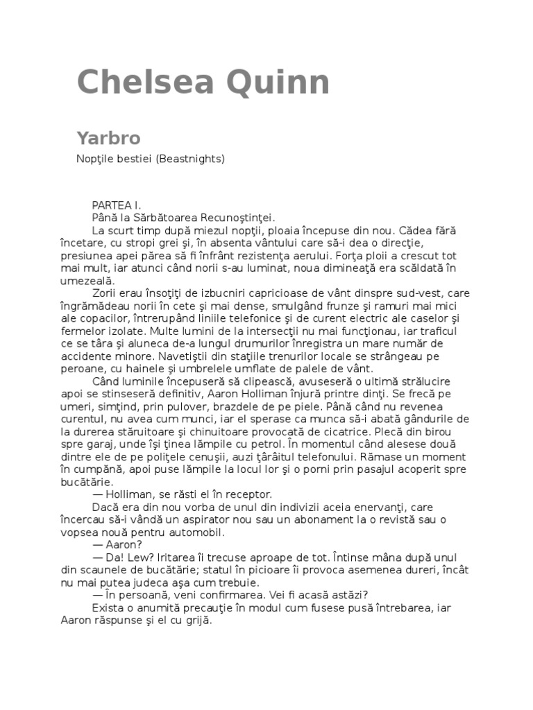 Chelsea Quinn Yarbro Noptile Bestiei | PDF