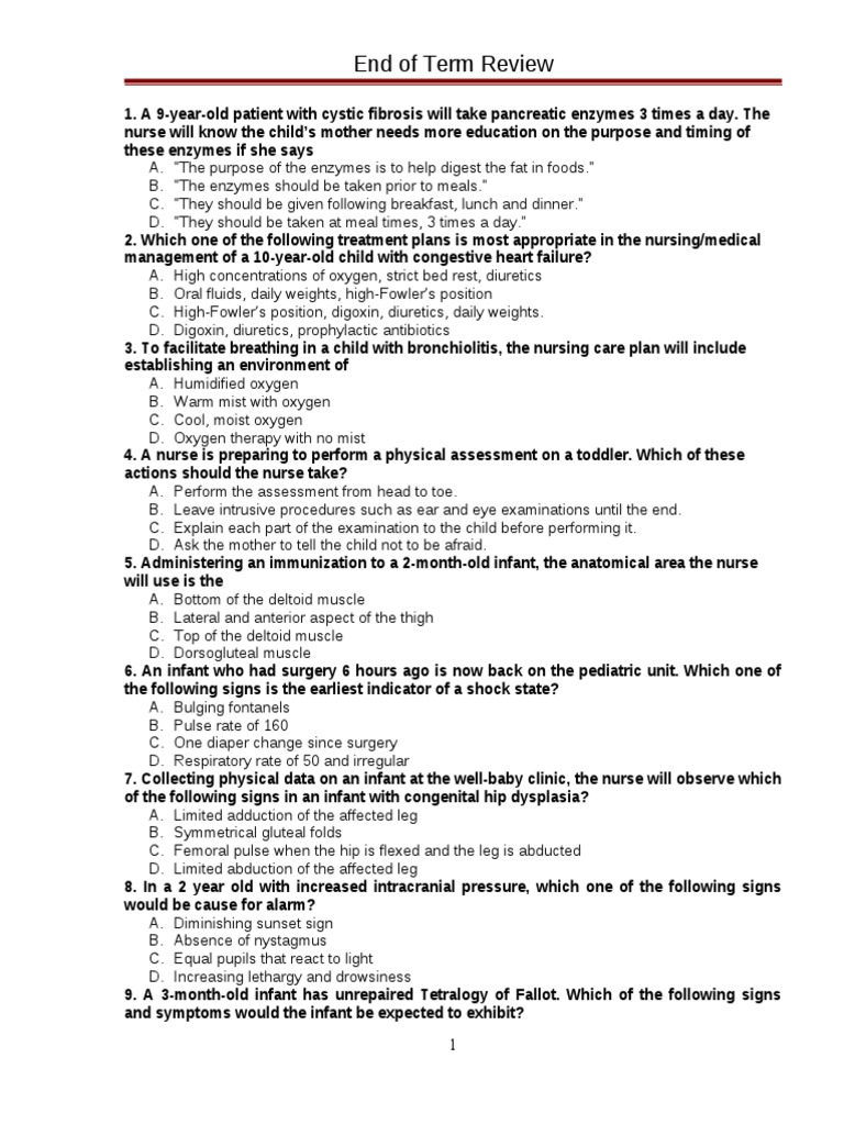 End of Term Review With KEY 2011 | PDF | Hepatitis | Infants
