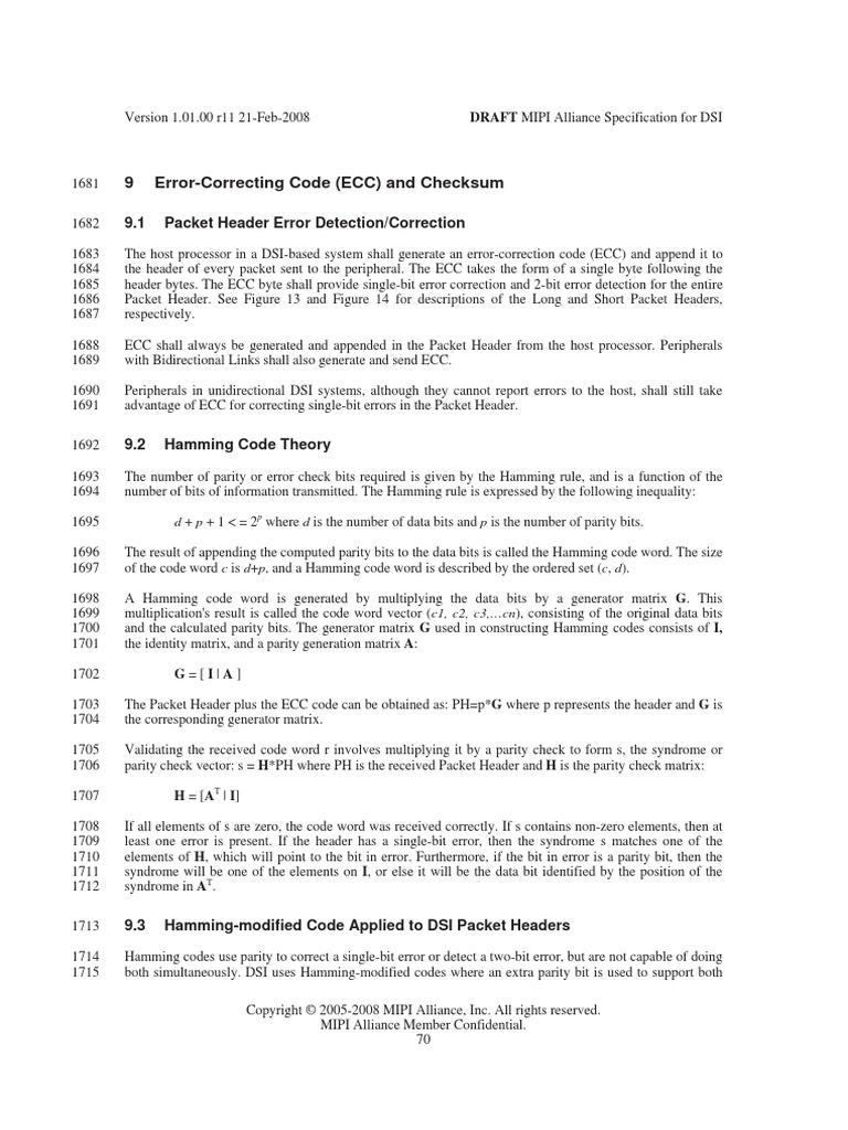 Dsi Ecc | PDF | Error Detection And Correction | Data Transmission