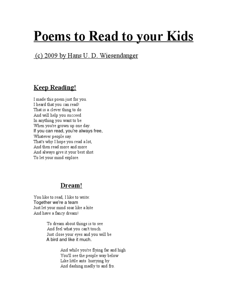 Poems To Read To Your Kids | PDF | Nature
