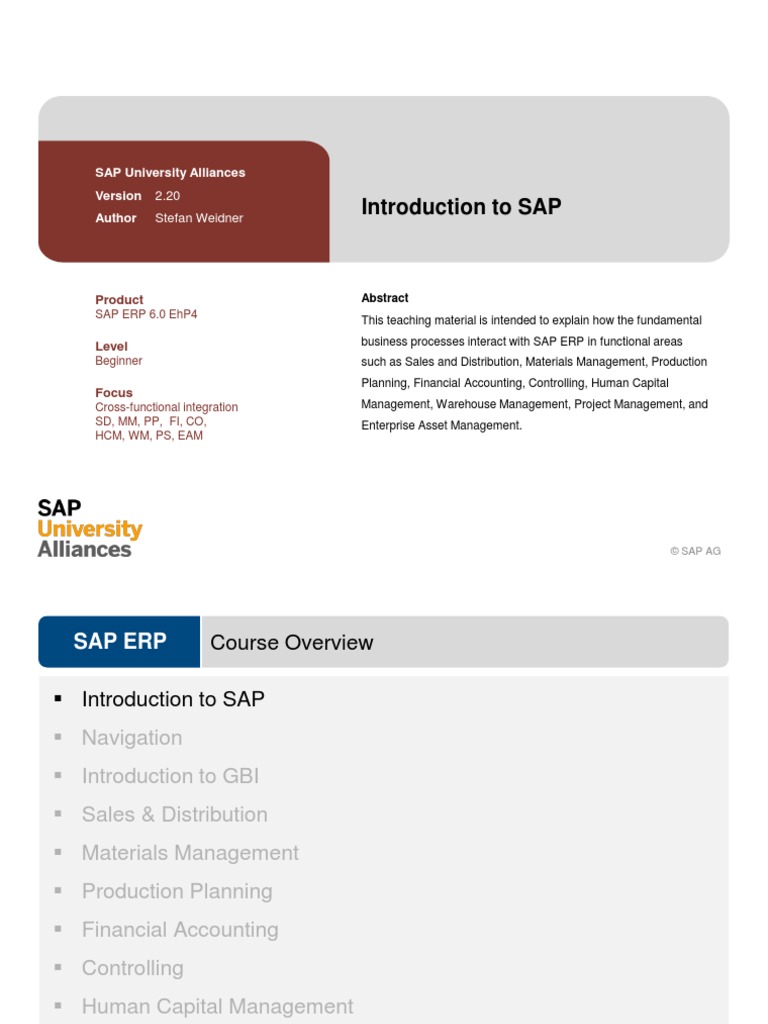 Intro ERP Using GBI SAP Slides en v2.20 | PDF | Sap Se | Enterprise ...