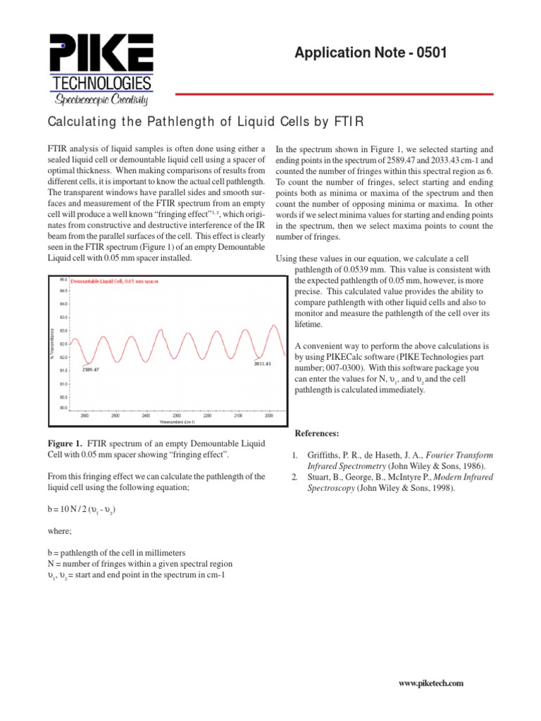Calculating The Pathlength of Liquid Cells by FTIR PIKE | PDF ...