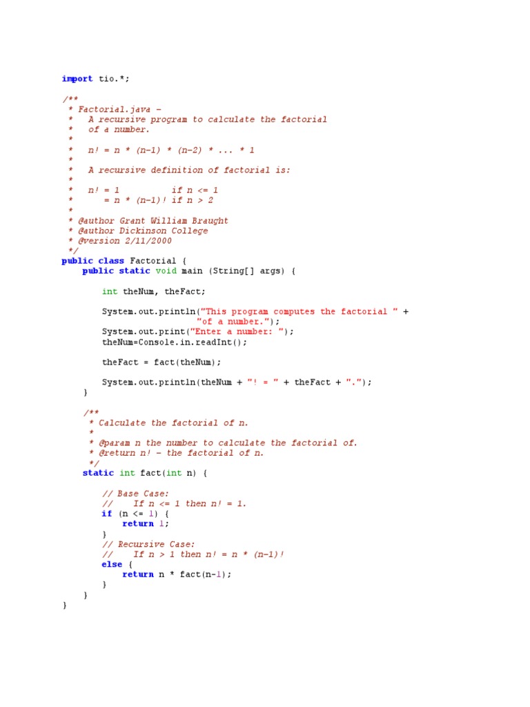 Recursive Factorial Calculation in Java | PDF | Computers