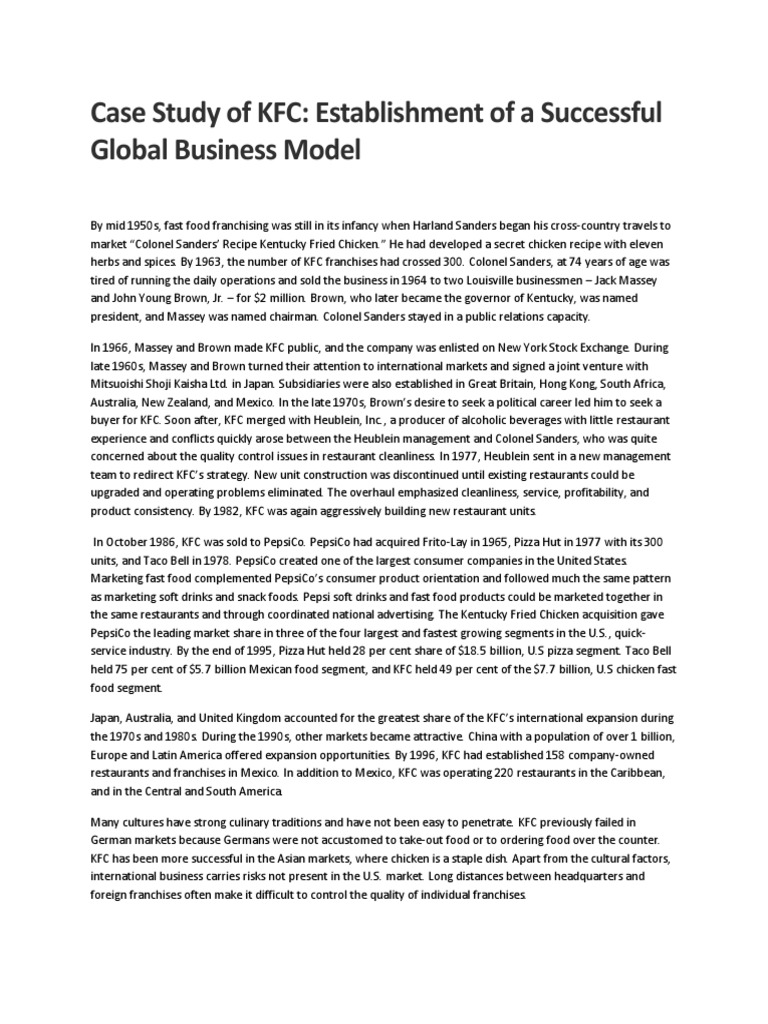 Case Study of KFC | Fast Food | Food Industry