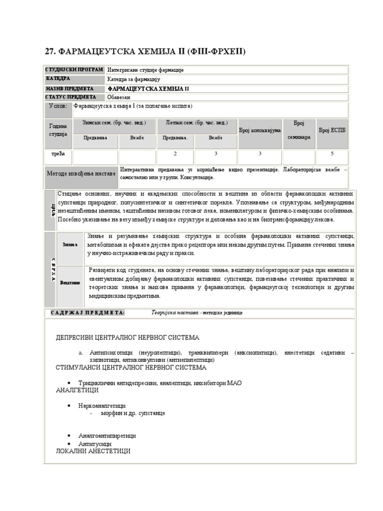 Farmaceutska Hemija 2 | PDF