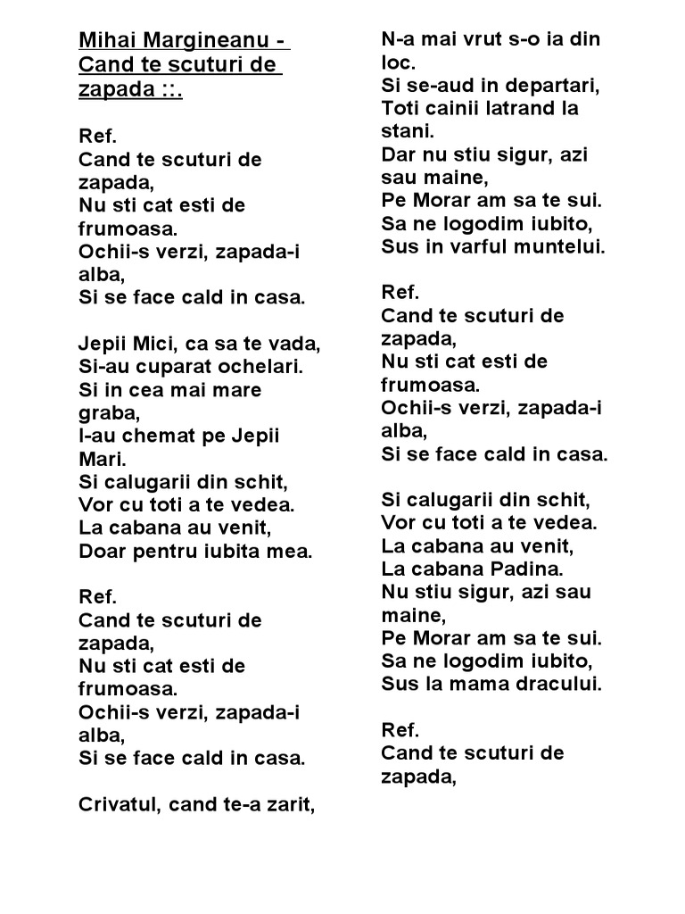 Cantece de Munte - Versuri | PDF | Naturaleza