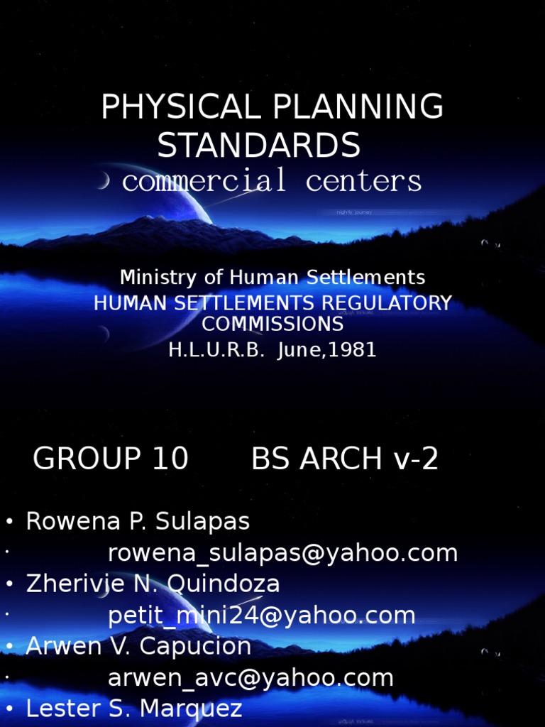 Physical Planning Standards Commercial Centers | PDF | Retail | Zoning