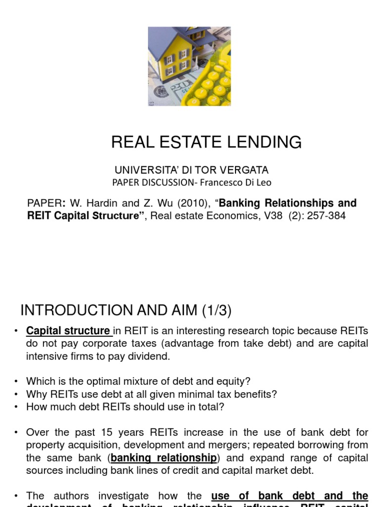Bank Relationships and REIT Capital Structure | PDF | Capital Structure ...