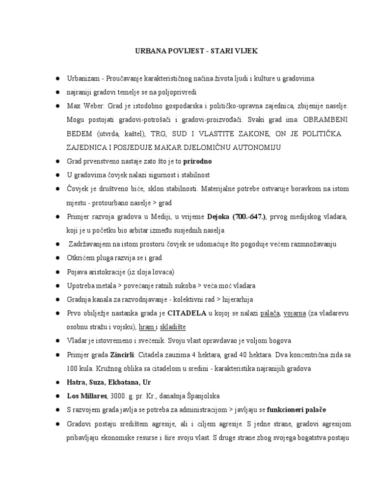 Urbana Povijest - Stari Vijek | PDF