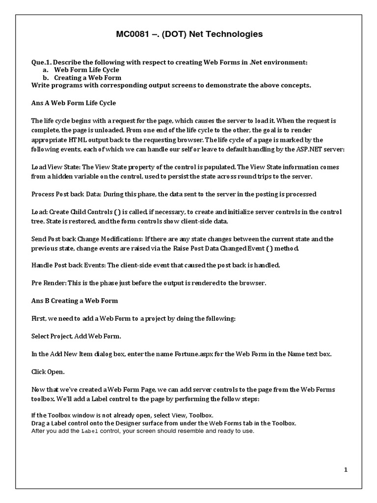 MC0081 - . (DOT) Net Technologies: After You Add The Control, Your ...