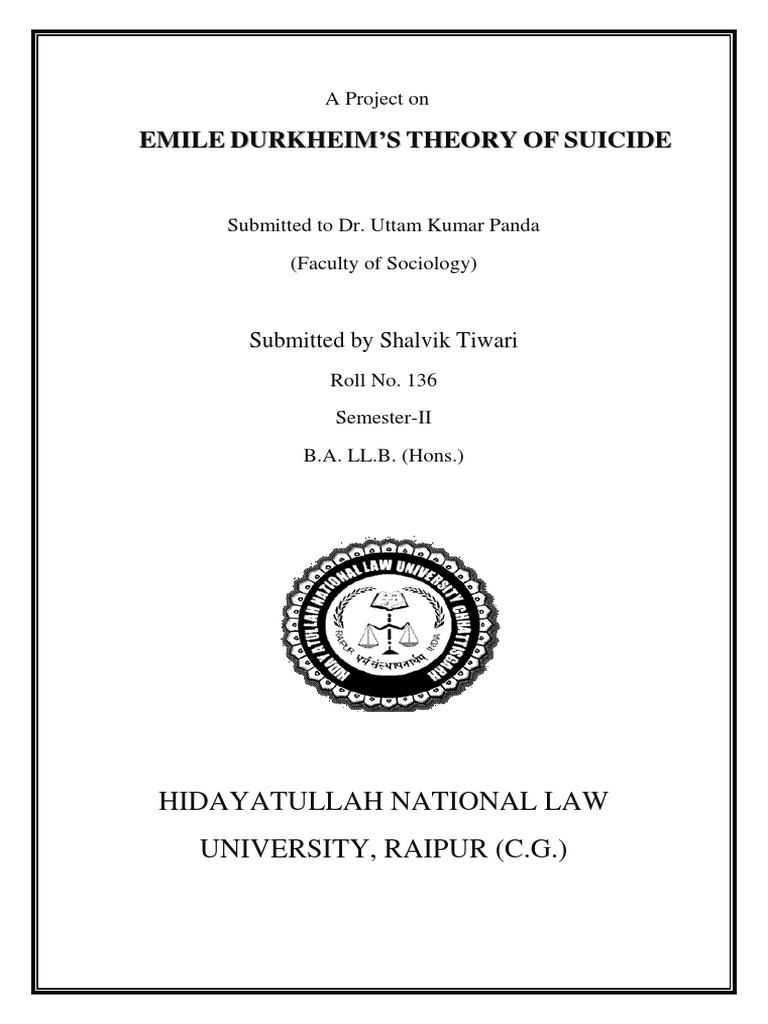 Durkheim's Suicide Theory Explained | PDF | Émile Durkheim | Sociology
