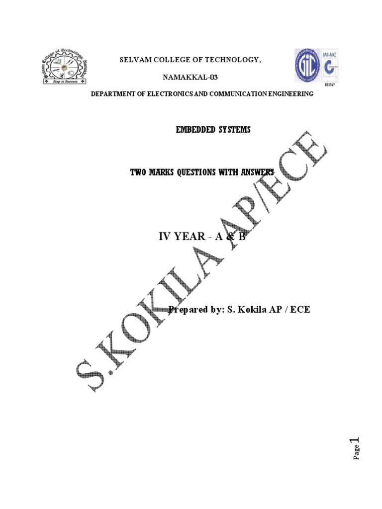 Iv Year - A & B: Embedded Systems | PDF | Scheduling (Computing) | Embedded System