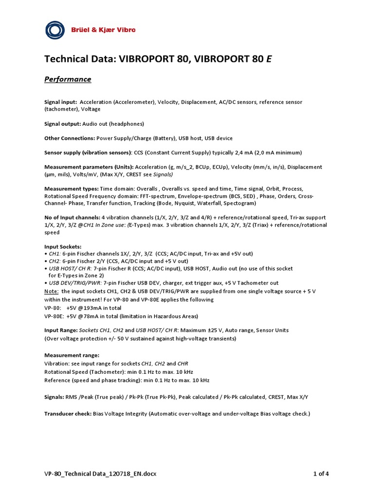 VP-80 Technical Data 120718 en | PDF | Usb | Hertz