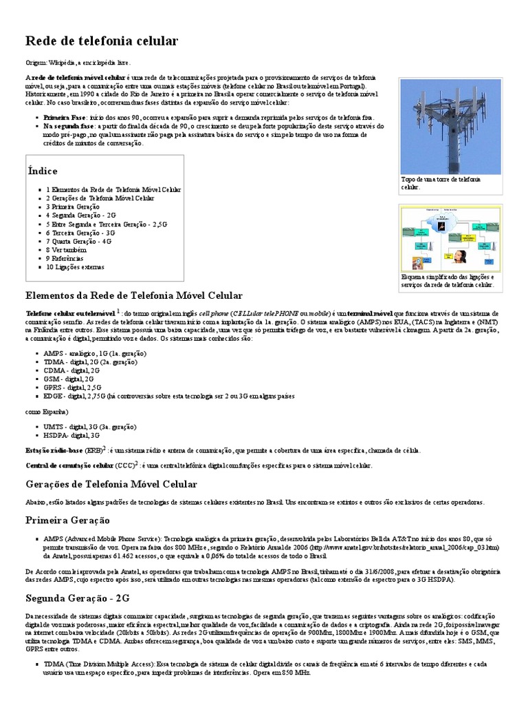 Rede de Telefonia Celular - Wikipédia, A Enciclopédia Livre | PDF ... Rede de Telefonia Celular - Wikipédia, A Enciclopédia Livre | PDF ...