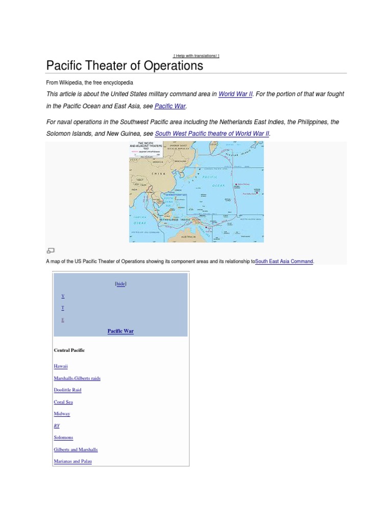 Pacific Theater of Operations: World War II Pacific War | PDF | Pacific ...