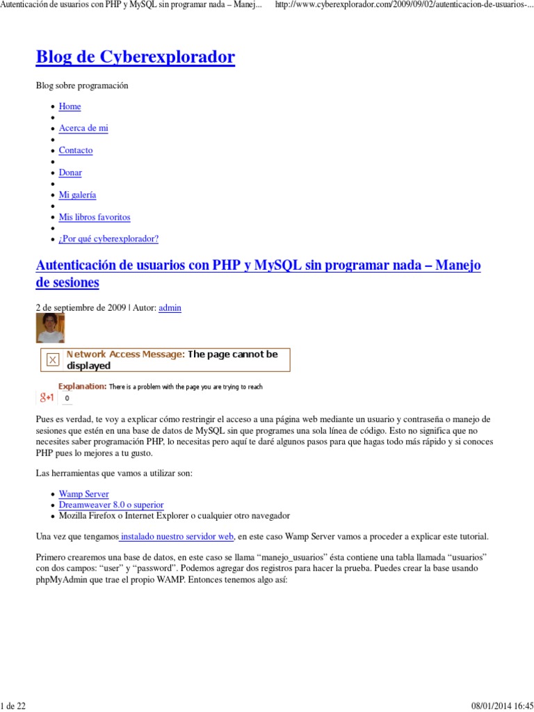 Autenticación de Usuarios Con PHP y MySQL Sin Programar Nada - Manejo de Sesiones - Blog de ...