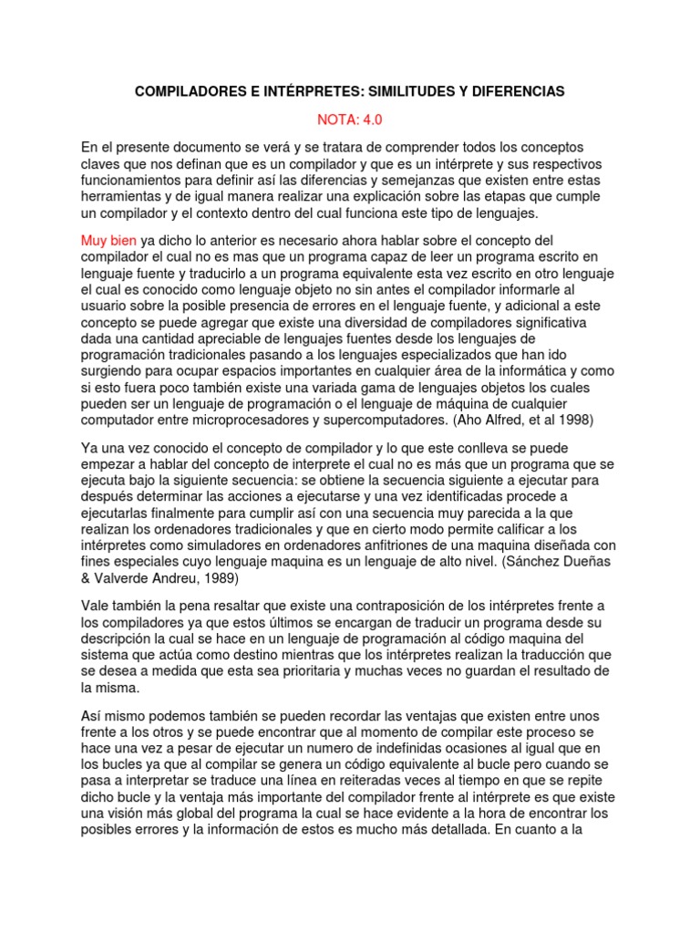Compiladores e Intérpretes: Similitudes y Diferencias | PDF ...