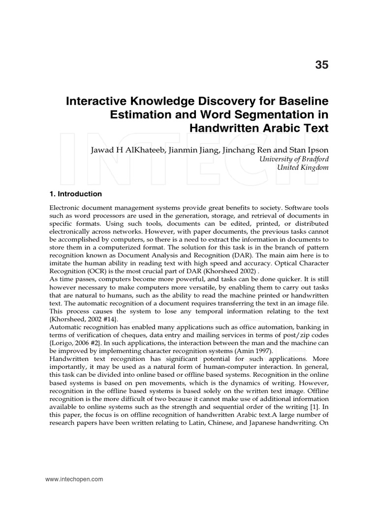 Interactive Knowledge Discovery for Baseline Estimation and Word Segmentation in Handwritten ...