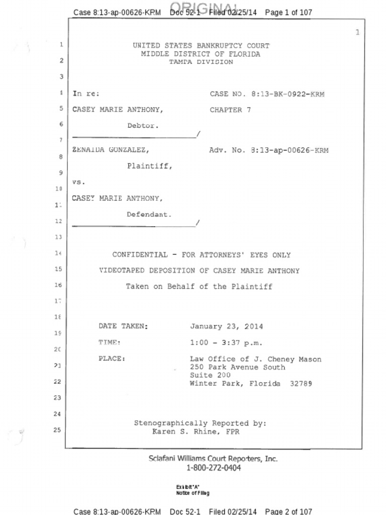 PDF: Deposition of Casey Anthony in Zenaida Gonzalez Case | PDF | Legal Procedure