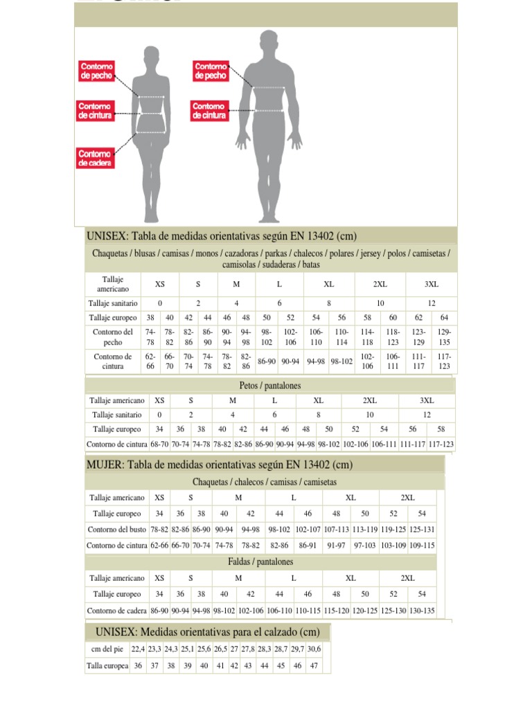 Tallaje Norma en 13402 en Cm. | PDF | Deportes y actividades al aire libre