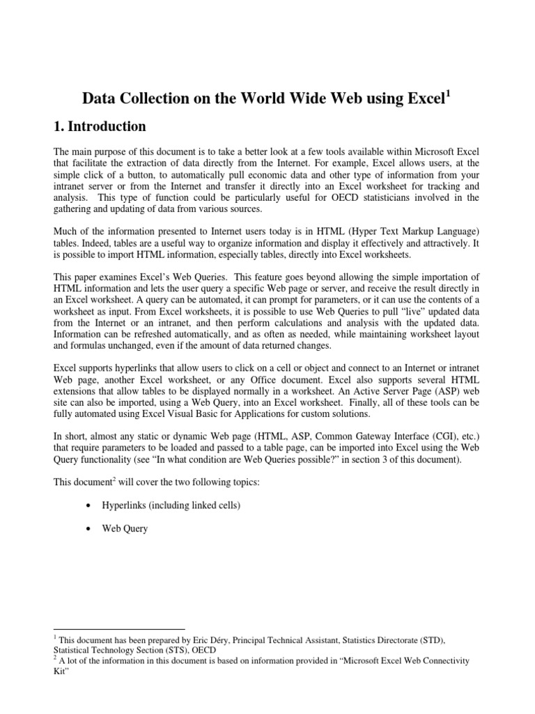 Web Data Collection Using EXCEL | Download Free PDF | Microsoft Excel ...