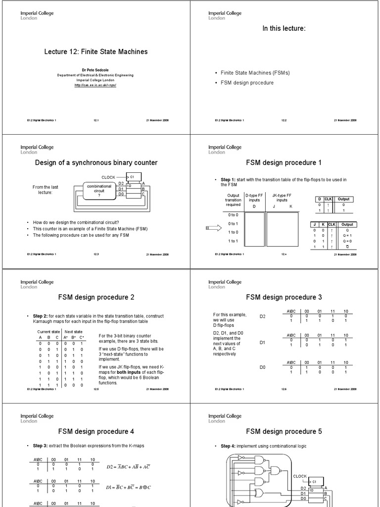 In This Lecture:: - Finite State Machines (FSMS) - FSM Design Procedure ...