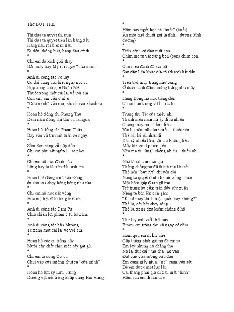 Thơ BÚT TRE | PDF