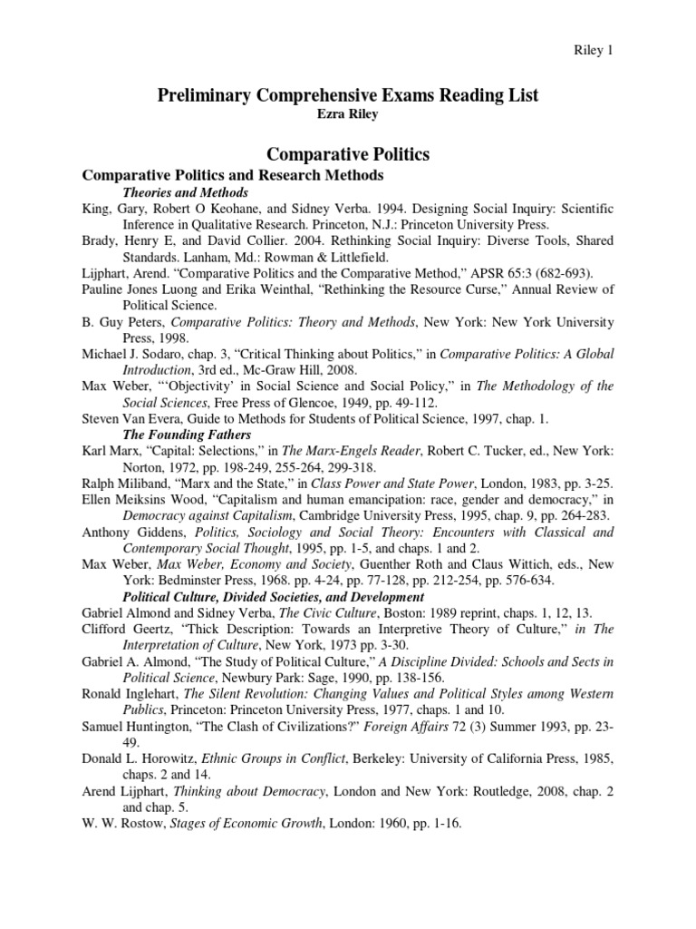 International Relations/Comparative Politics Reading List | PDF ...