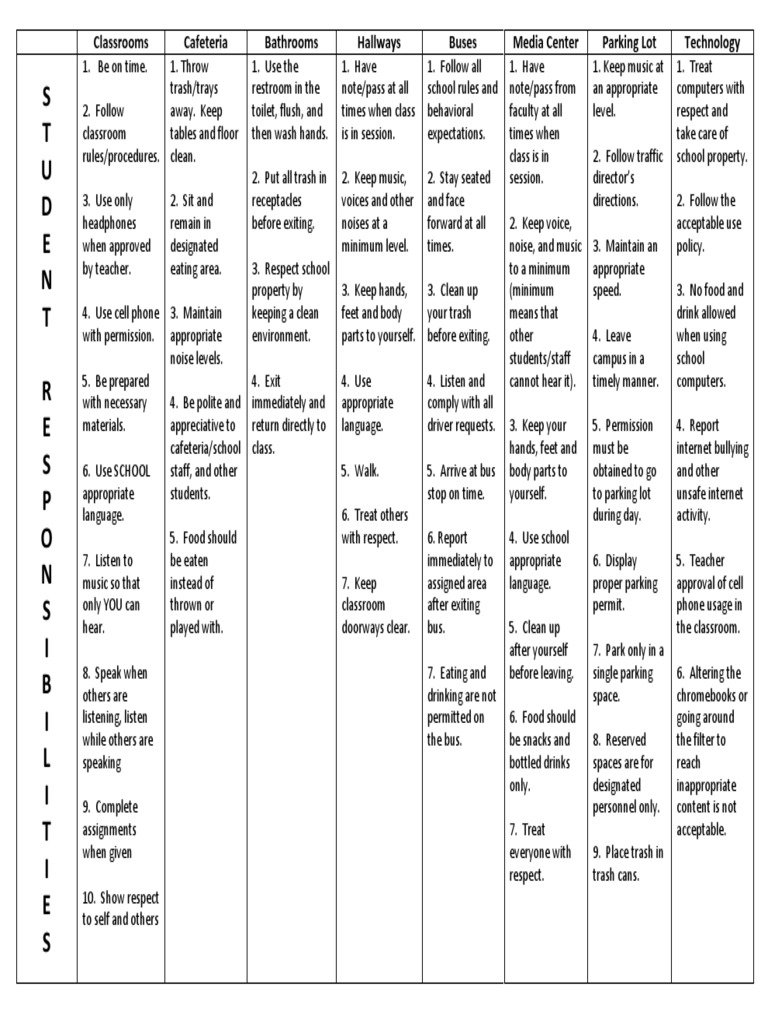 DMHS Discipline Matrix | PDF | Bus | Transport