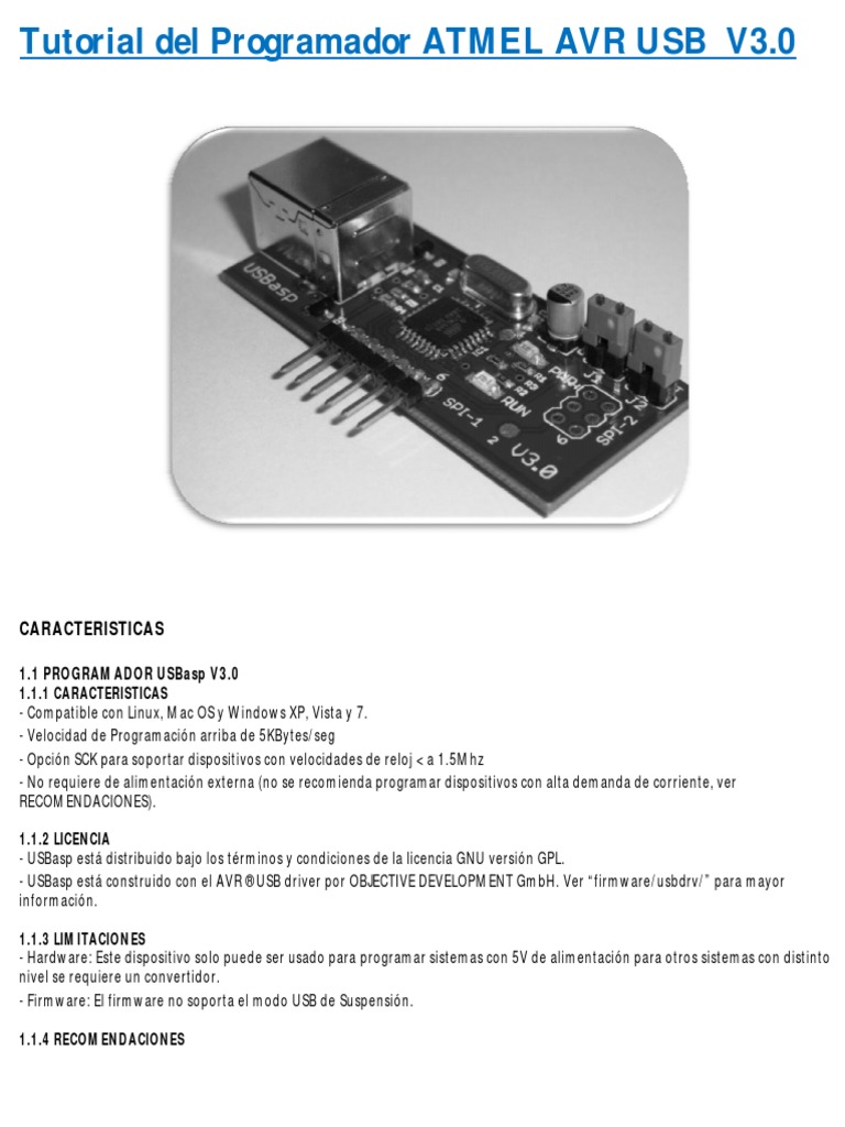 Tutorial Del Programador ATMEL AVR USB V3 | PDF | Microcontrolador | USB