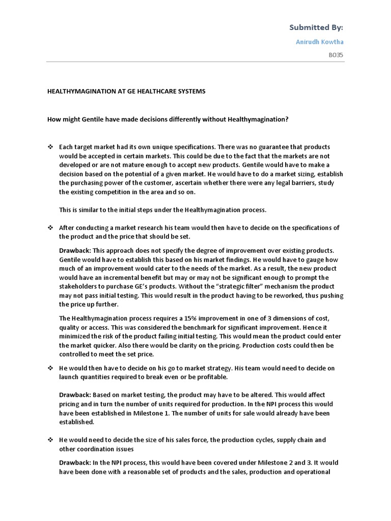 Healthymagination at Ge Healthcare Systems | PDF | Marketing Strategy ...