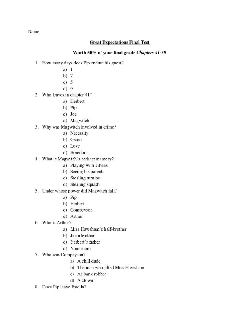 Geap Final Test | PDF | Estella (Great Expectations) | Great Expectations