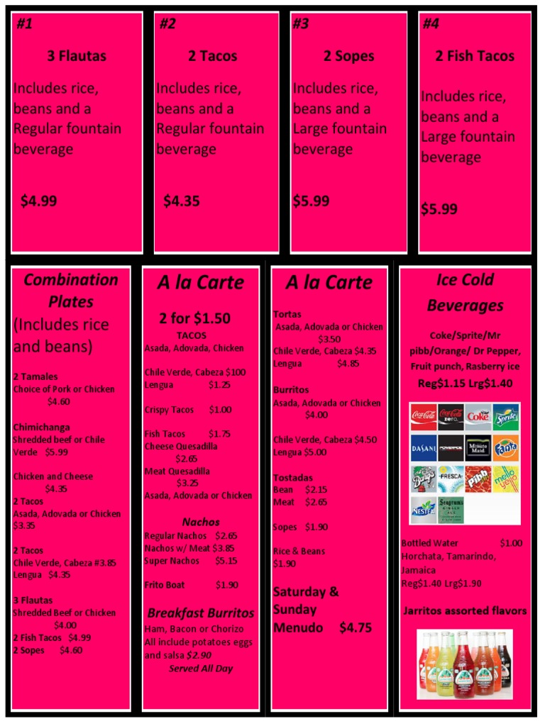 Affordable Mexican Food Menu Options | PDF