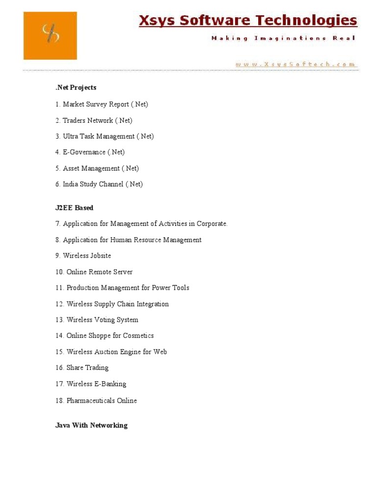 Here Is The List of Some Good Projects What MCA | PDF | Business ...