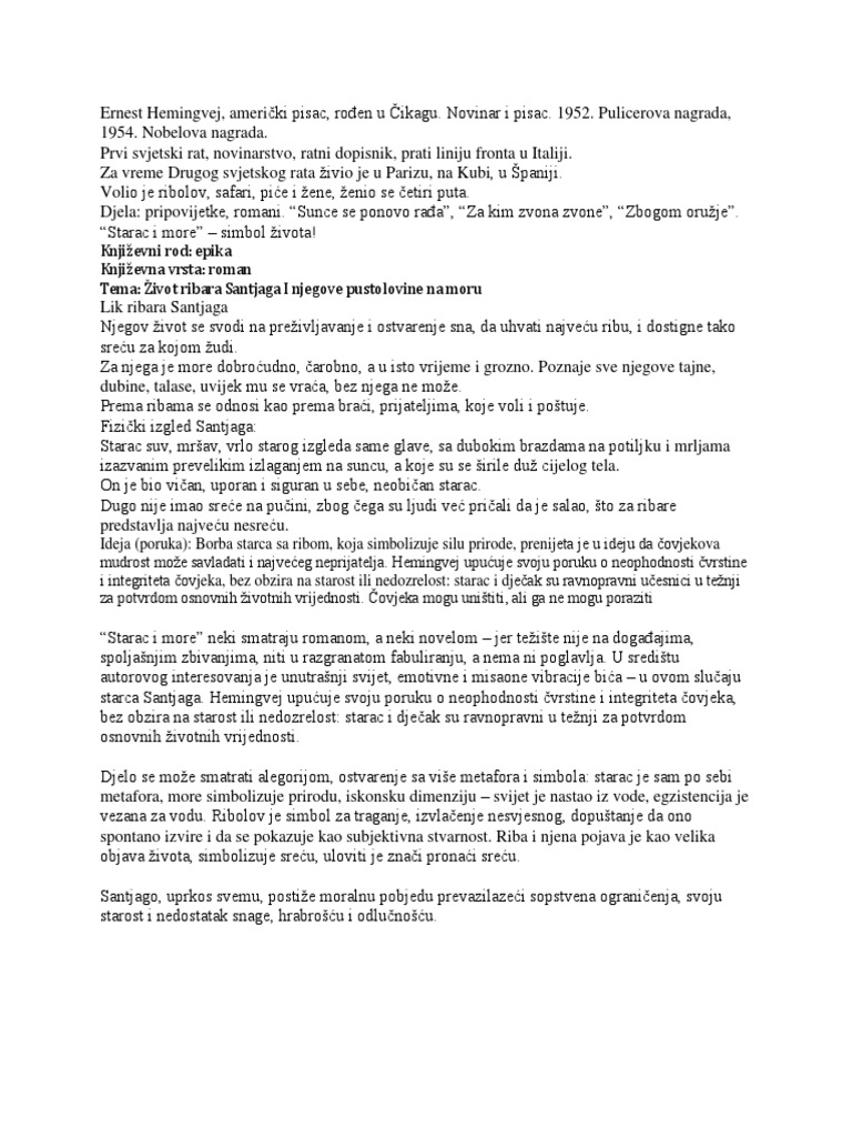 Ernest Hemingvej Starac I More | PDF