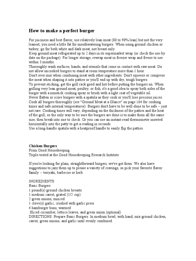 Chicken Burgers | PDF | Hamburgers | Cooking