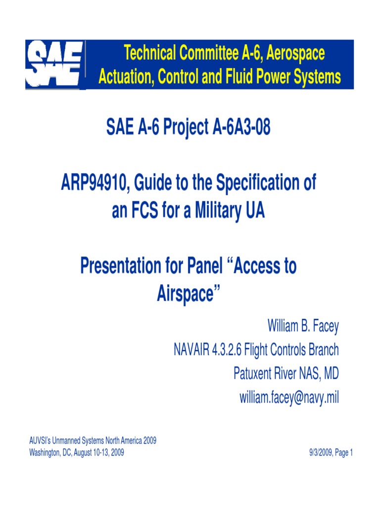 SAE A-6 Project A-6A3-08 ARP94910, Guide To The Specification of An FCS ...