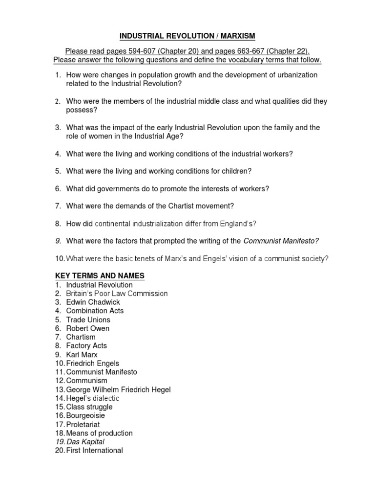 Industrial Revolution / Marxism: 9. What Were The Factors That Prompted ...