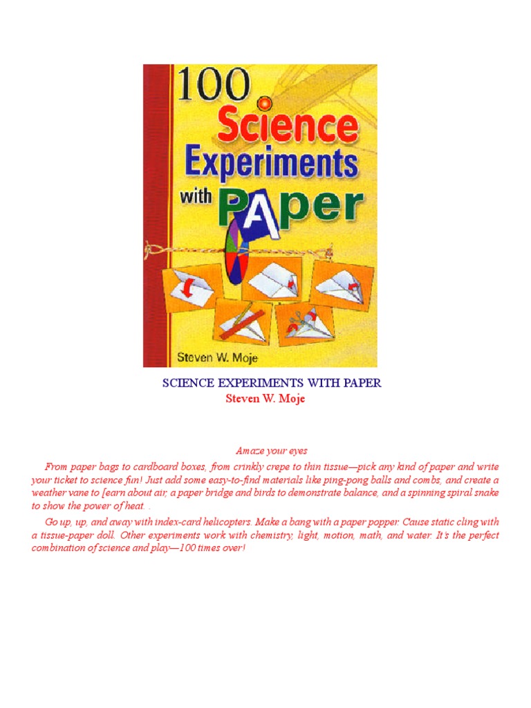101 Science EXPERIMENTS WITH PAPER | PDF | Helicopter | Paper