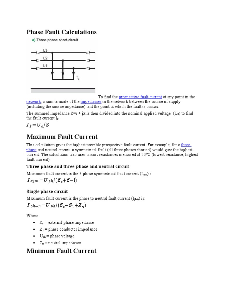 Phase Fault Calculations: Prospective Fault Current Network Impedances ...