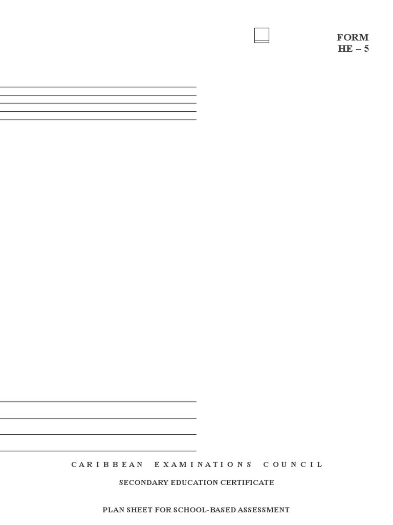 (85888621) CSEC Food&Nutrition SBAForm PlanSheetHE-5