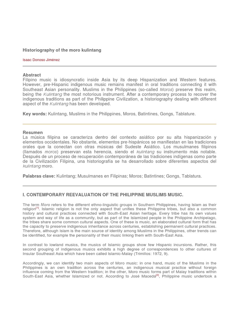 Historiography of The Moro Kulintang | PDF | Philippines | Performing Arts